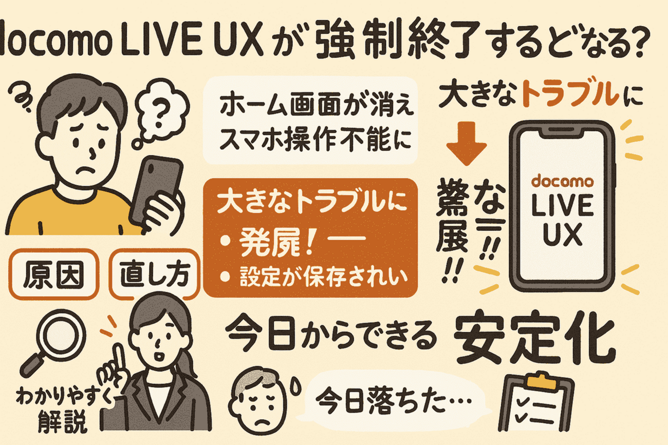 docomo LIVE UXが強制終了するとどうなる？原因・直し方・再発防止を徹底解説 - oyakudachi’s diary