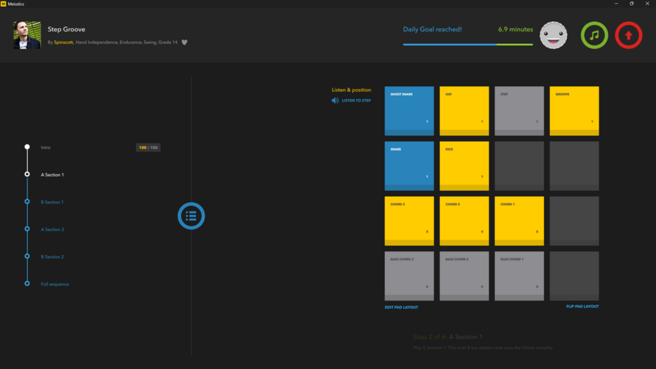 Melodics(298日目):Step Groove (Grade 14) - K's Atelier