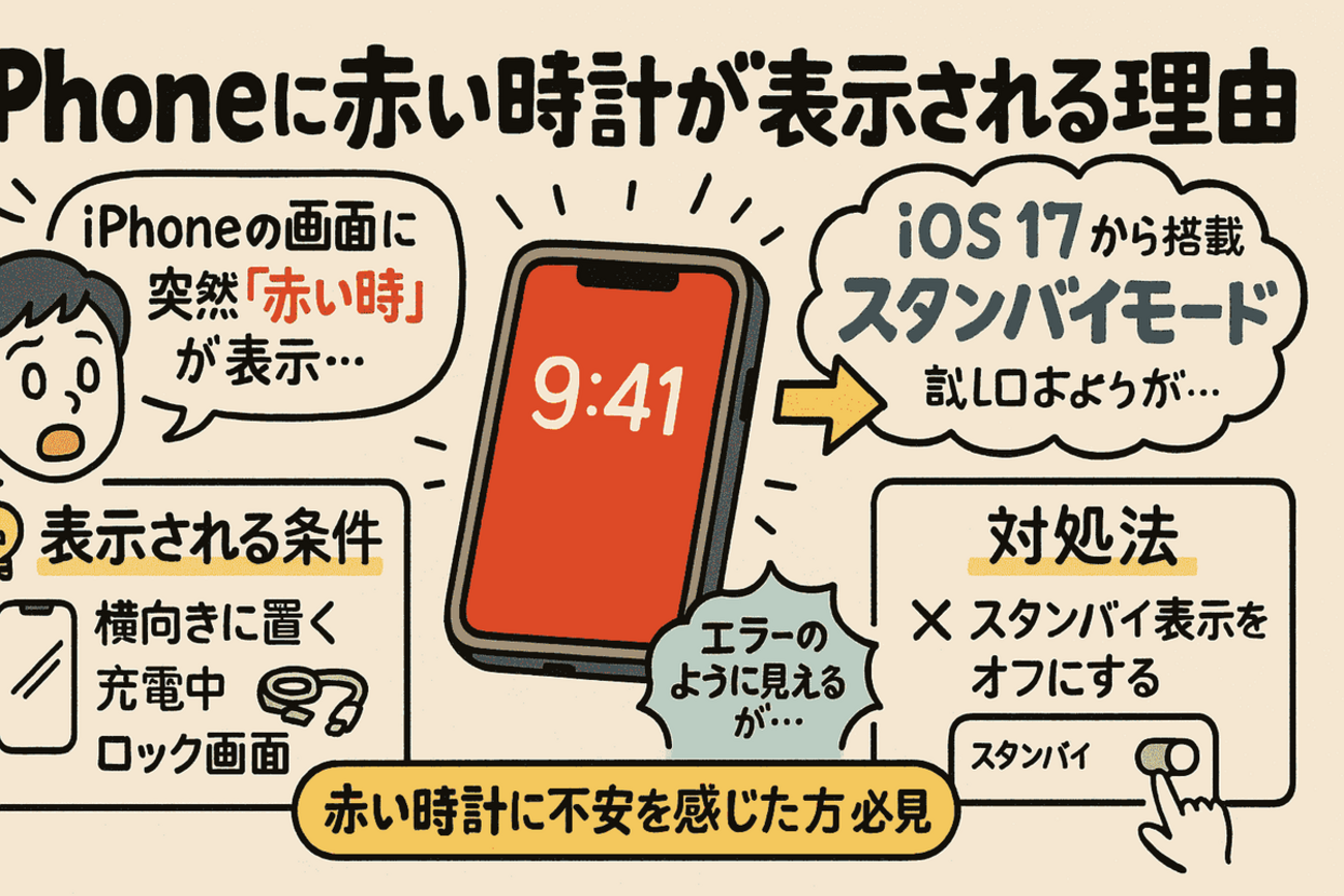 iPhoneに赤い時計が表示される理由とは？スタンバイモードの仕組みと対処法を徹底解説 - note’ no naka