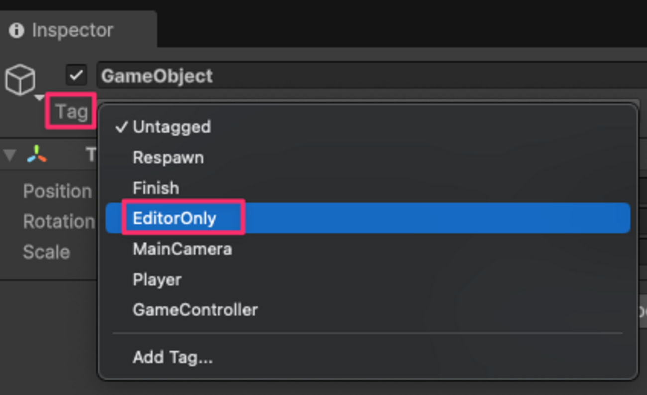 オブジェクトをエディタ専用(ビルド時は自動で消える)に出来る、EditorOnlyタグの使い方と注意点【Unity】 - (:3[kanのメモ帳]