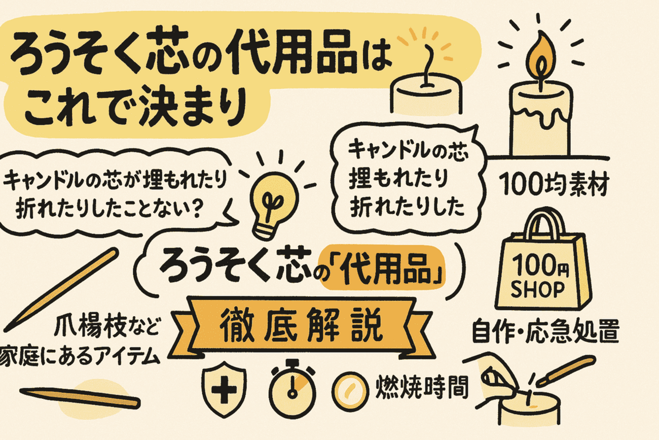 ろうそく芯の代用品はこれで決まり｜爪楊枝から100均素材まで徹底比較 - note’ no naka