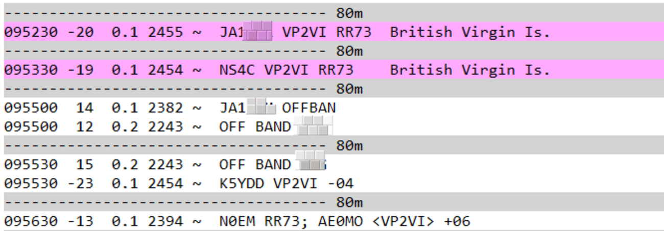VP2VI イギリス領バージン諸島 3580 FT8 OFF BAND - 無線とピュアオーディオ JN1NBU