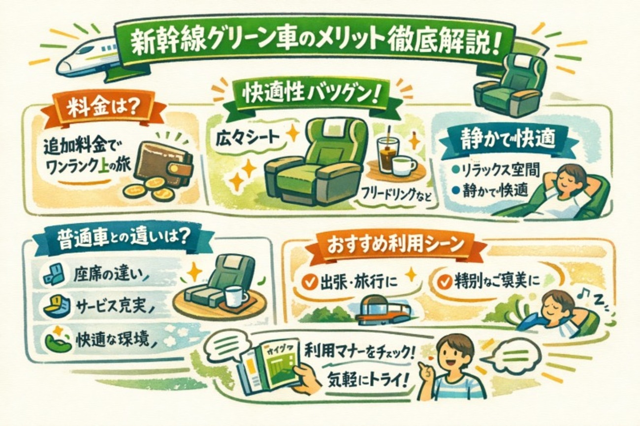 新幹線グリーン車のメリットとは？料金・快適性・普通車との違いを完全解説 - note’ no naka