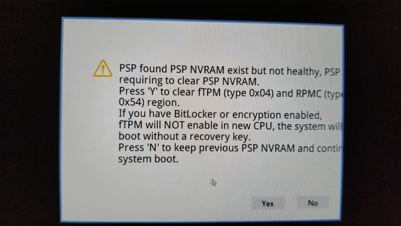 PSP found PSP NVRAM exist but not healthy という謎のメッセージでPCがスタック。その復旧方法 ...