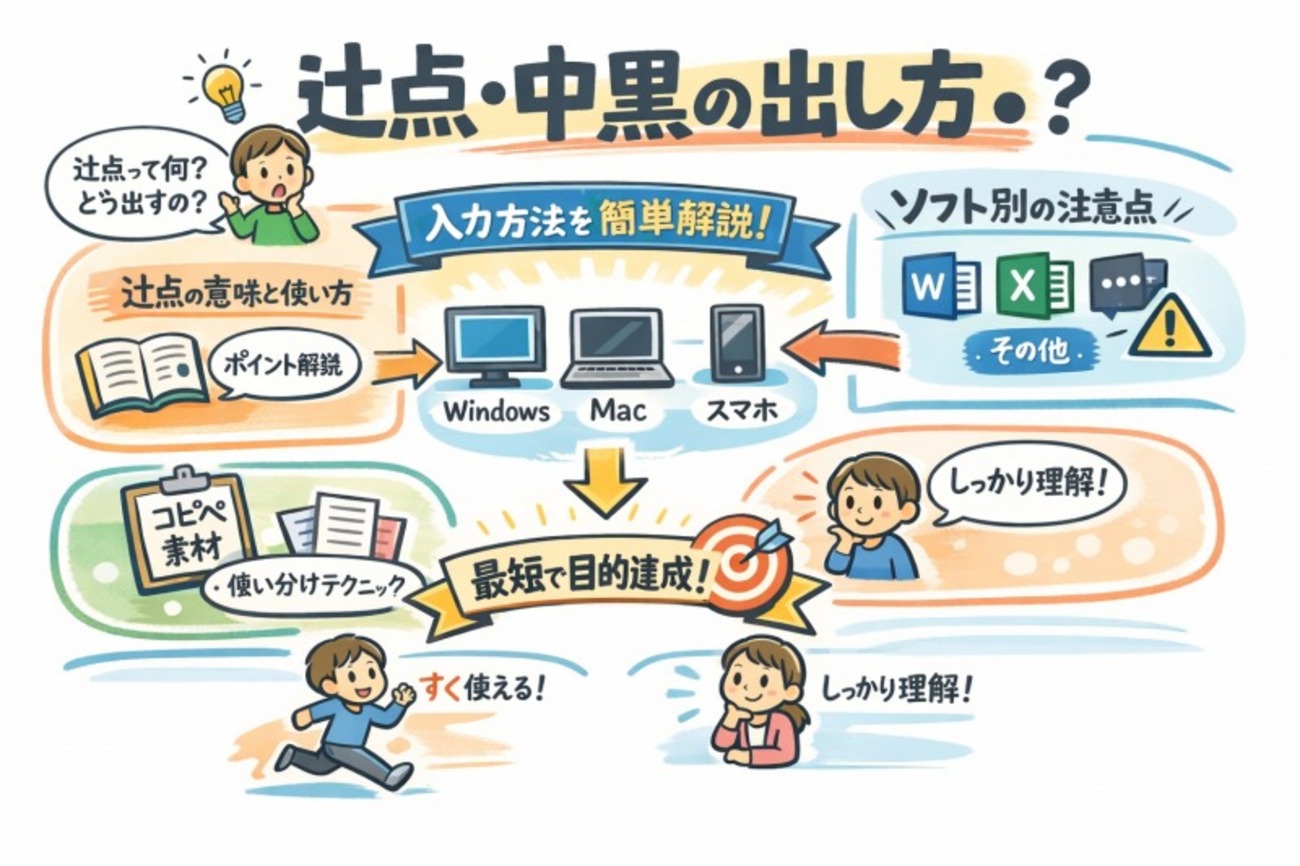 辻 点一つの出し方｜パソコンでの入力方法と注意点を徹底解説 - note’ no naka