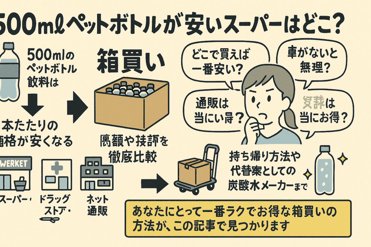 500mlペットボトルが安いスーパーはどこ？箱買いの最強コスパ術を徹底比較 - note’ no naka
