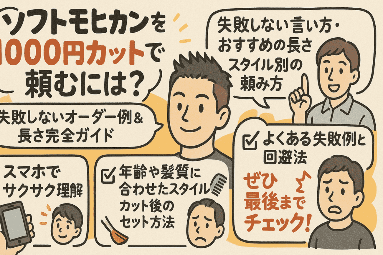 ソフトモヒカンを1000円カットで頼むには？失敗しないオーダー例＆長さ完全ガイド - note’ no naka