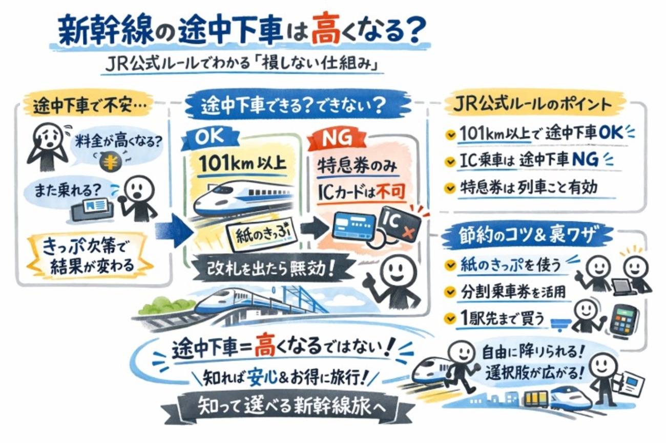 【損しない！】新幹線で途中下車するときの料金ルールと節約テク - note’ no naka