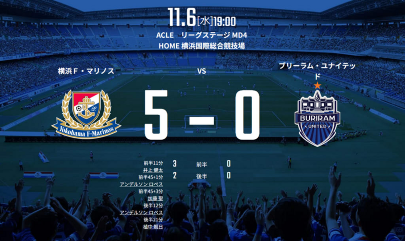 ACLE リーグステージ MD4 vsブリーラム・ユナイテッド - わがままZyZyの徒然日記