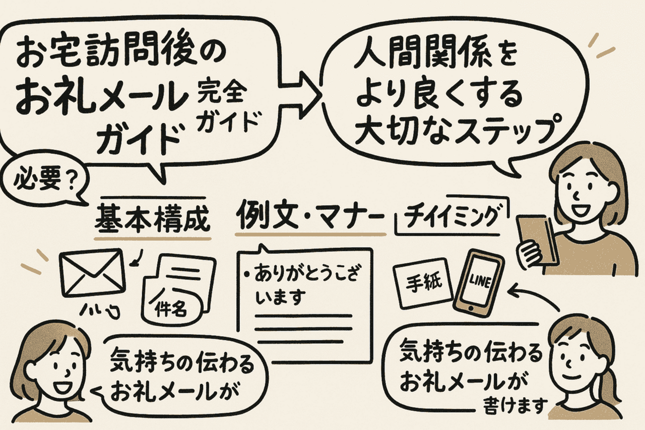 お宅訪問後のお礼メール完全ガイド｜例文・マナー・タイミングまとめ - note’ no naka