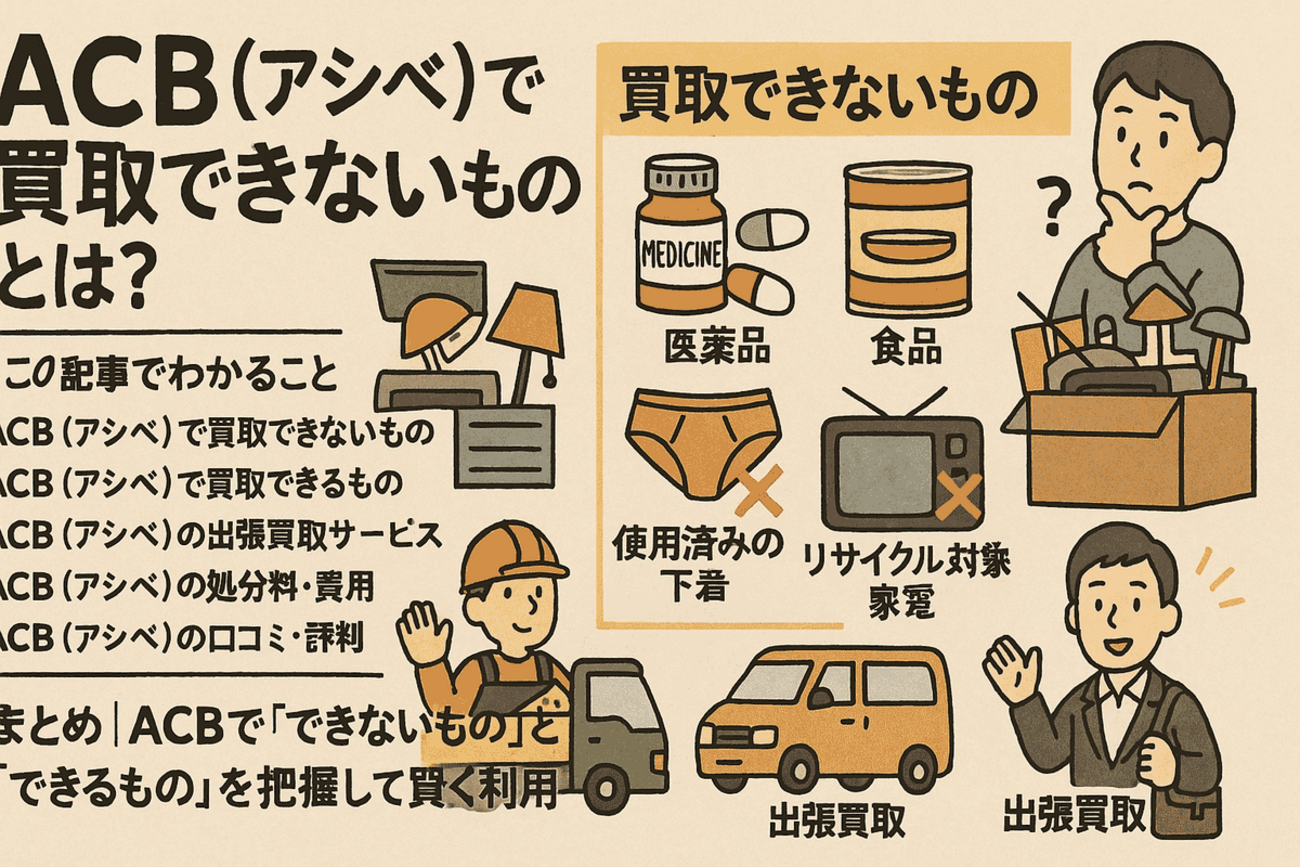 ACB（アシベ）買取できないもの一覧｜処分方法とできるものを徹底解説 - note’ no naka
