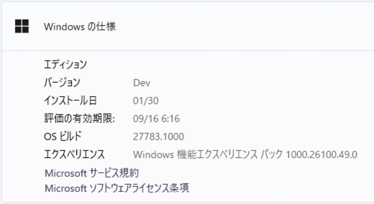 Windows 11 Insider Preview Build 27783.1000 (Dev) - 内気なもんた君