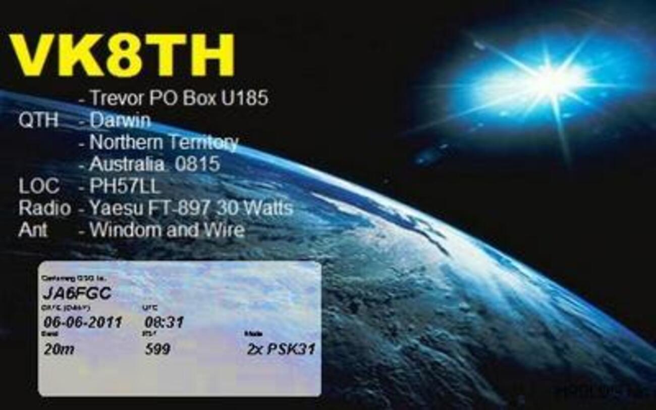 VK8TH の QSL発見 - Last Chance Cafe master JL6USD