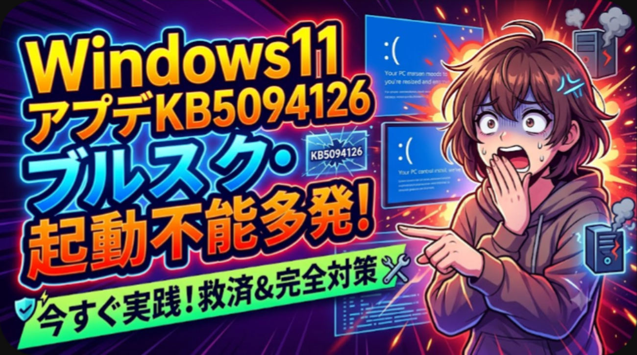 Windows11の最新アプデ「KB5094126」でブルスクや起動不能が多発！今すぐ実践すべき救済手順と完全対策 - エラー大全集
