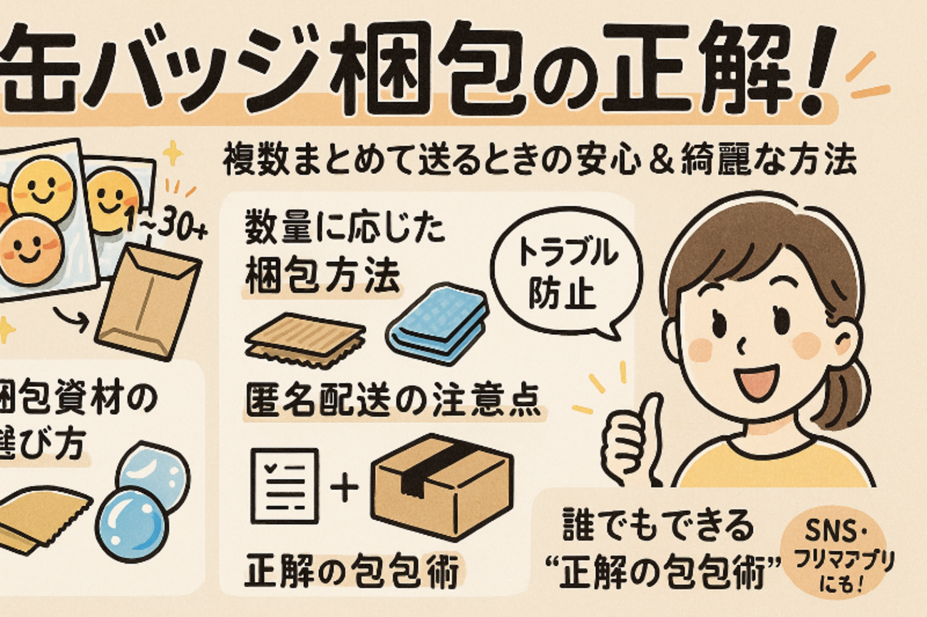 缶バッジ梱包の正解！複数まとめて送るときの安心＆綺麗な方法 - note’ no naka