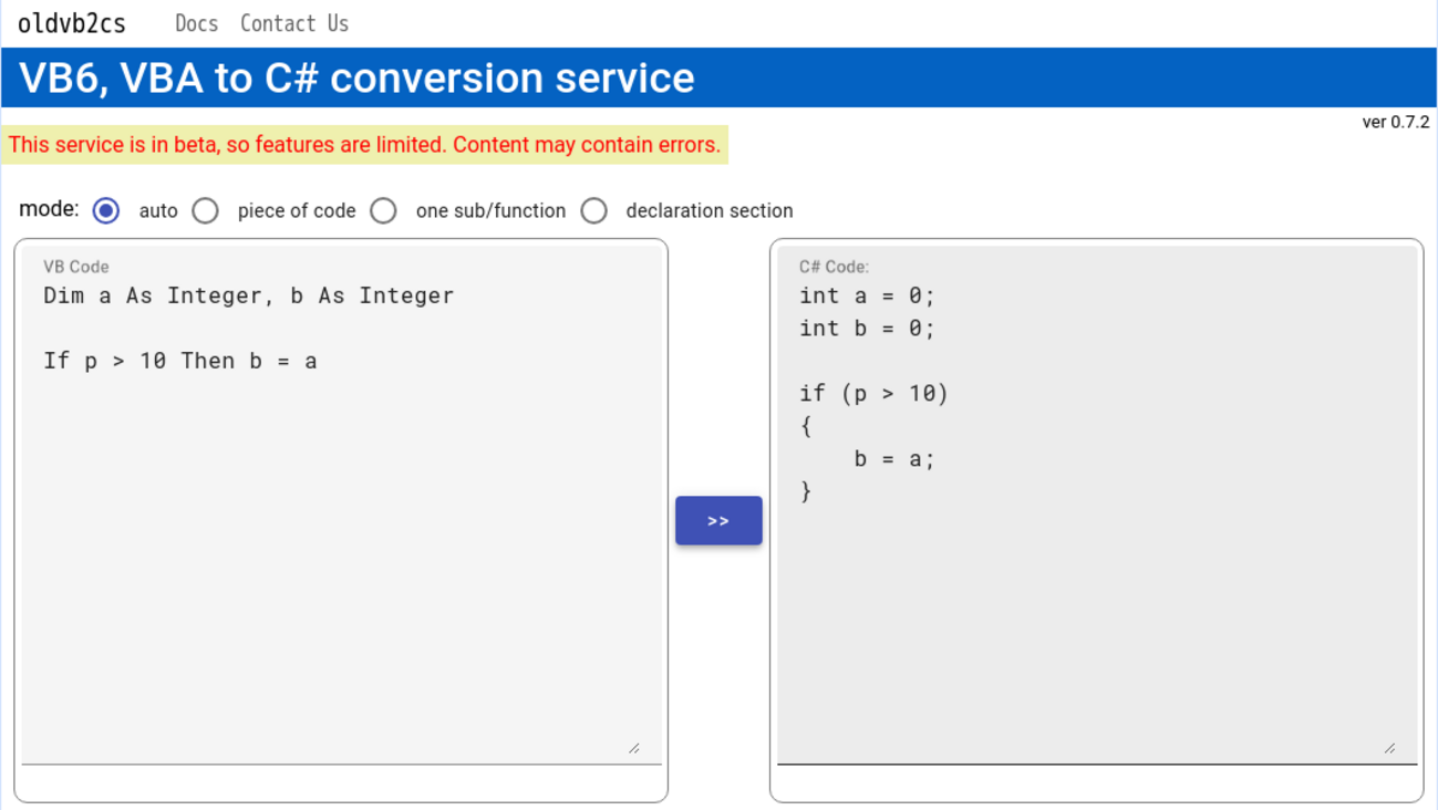 VB→C#変換サービスを改善しました(型文字対応他) - torilon’s diary