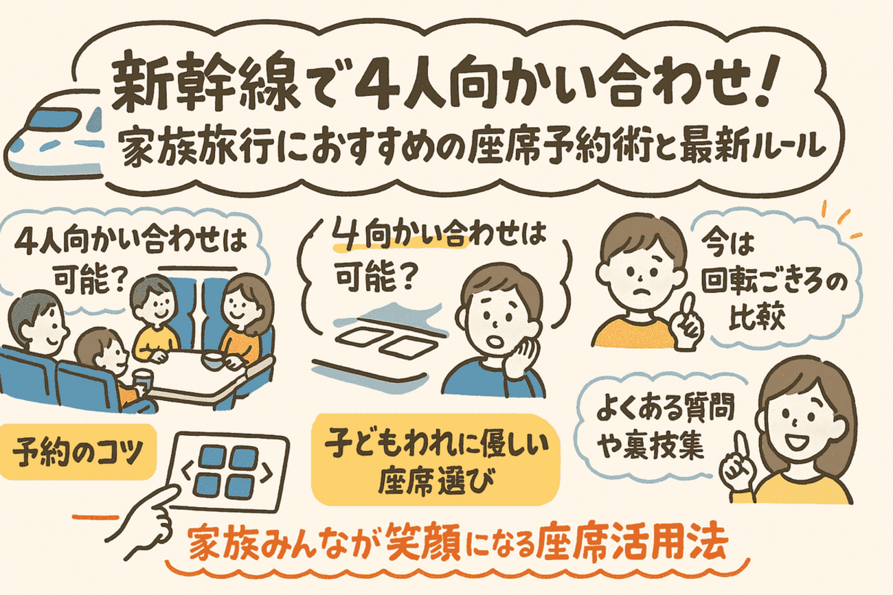 新幹線で4人向かい合わせ！家族旅行におすすめの座席予約術と最新ルール - note’ no naka