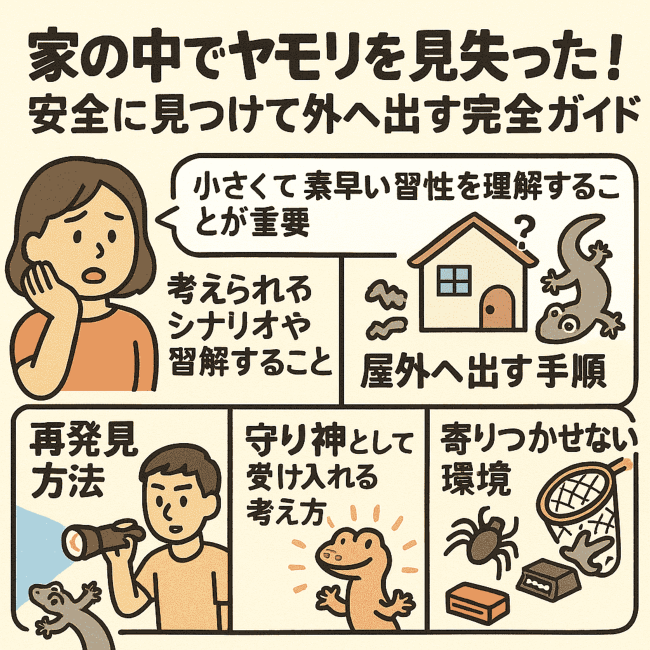 家の中でヤモリを見失った！安全に見つけて外へ出す完全ガイド - note’ no naka