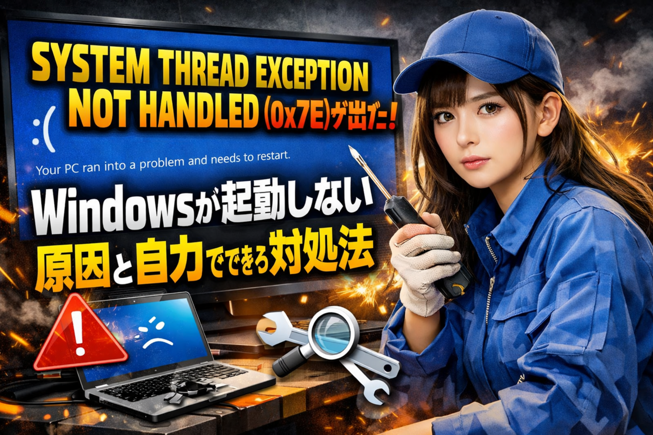 SYSTEM THREAD EXCEPTION NOT HANDLED (0x7E) が出て Windows が起動しないときの原因と自力で ...