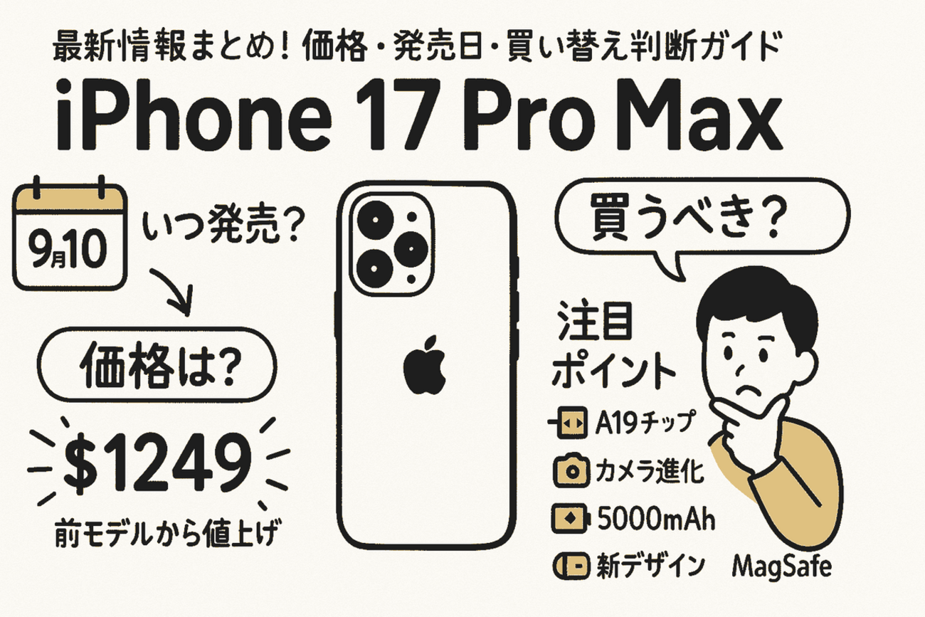 iPhone 17 Pro Max 最新情報まとめ！価格・発売日・買い替え判断ガイド - note’ no naka