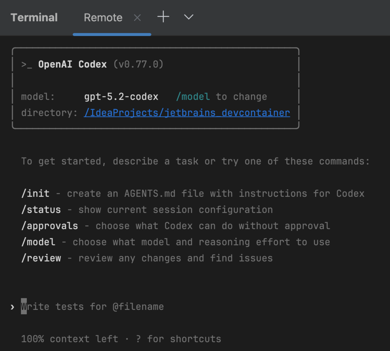 JetBrains WebStormでDevContainerを起動し、DevContainerの中でCodex CLIを実行してみた ...