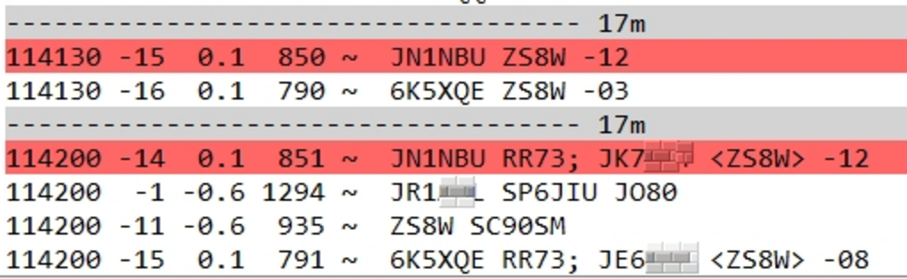 ZS8W マリオン島 17m FT8 やっとできた - 無線とピュアオーディオ JN1NBU