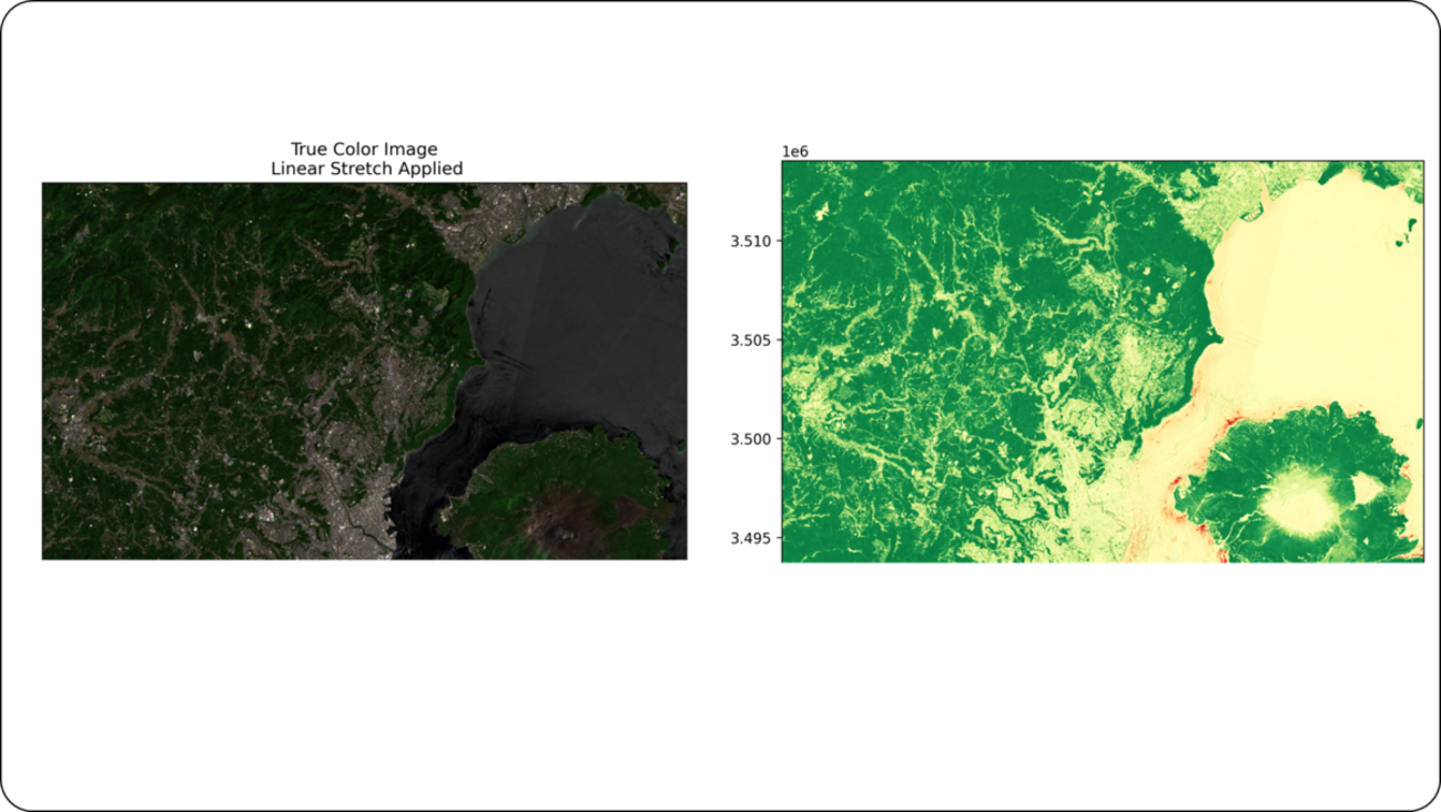 「Pythonで学ぶ衛星データ解析基礎」を読む ～第4章 衛星データ解析手法別演習[解析編] ①バンド演算～ - jiku log