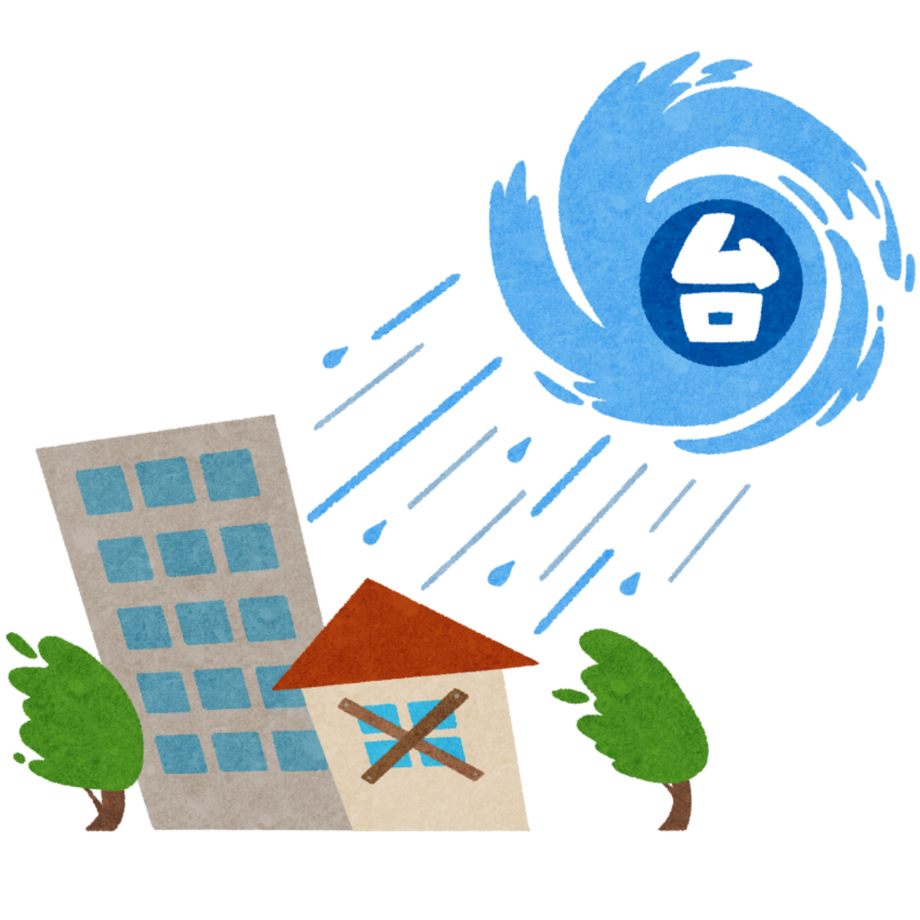 台風のフリーイラスト素材 - 無料のイラスト素材 タダ絵