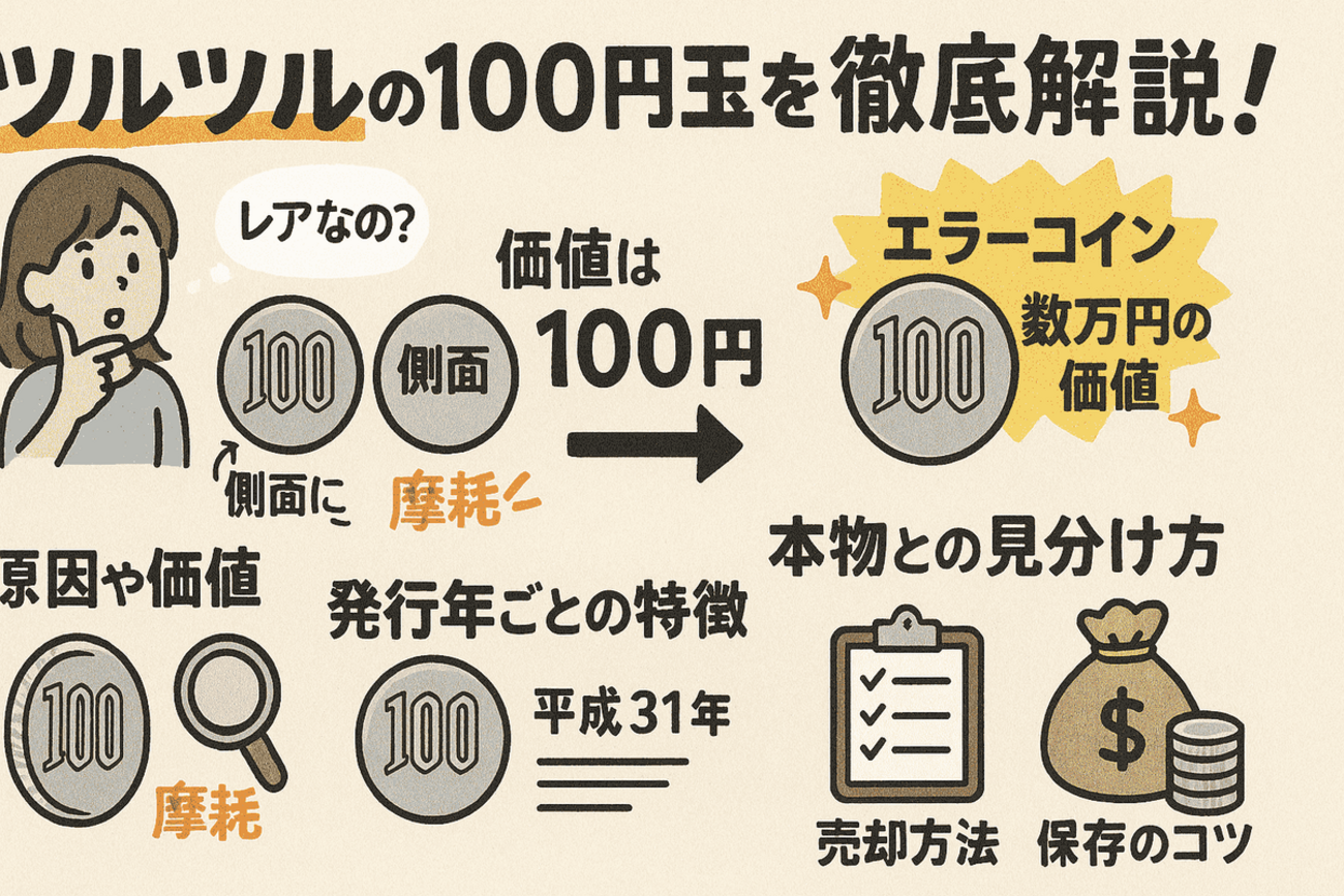 側面がツルツルの100円玉、価値は？摩耗とエラーコインの見分け方まとめ - note’ no naka