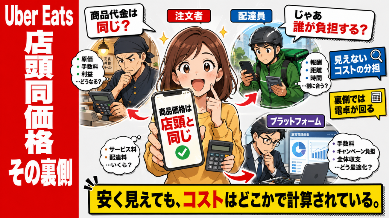 店頭と同じ価格の魔法なんてない。Uber Eatsが黒字で値下げできる理由 - 路上と書斎｜Side Hustle Dad TOKYO｜はてな支店