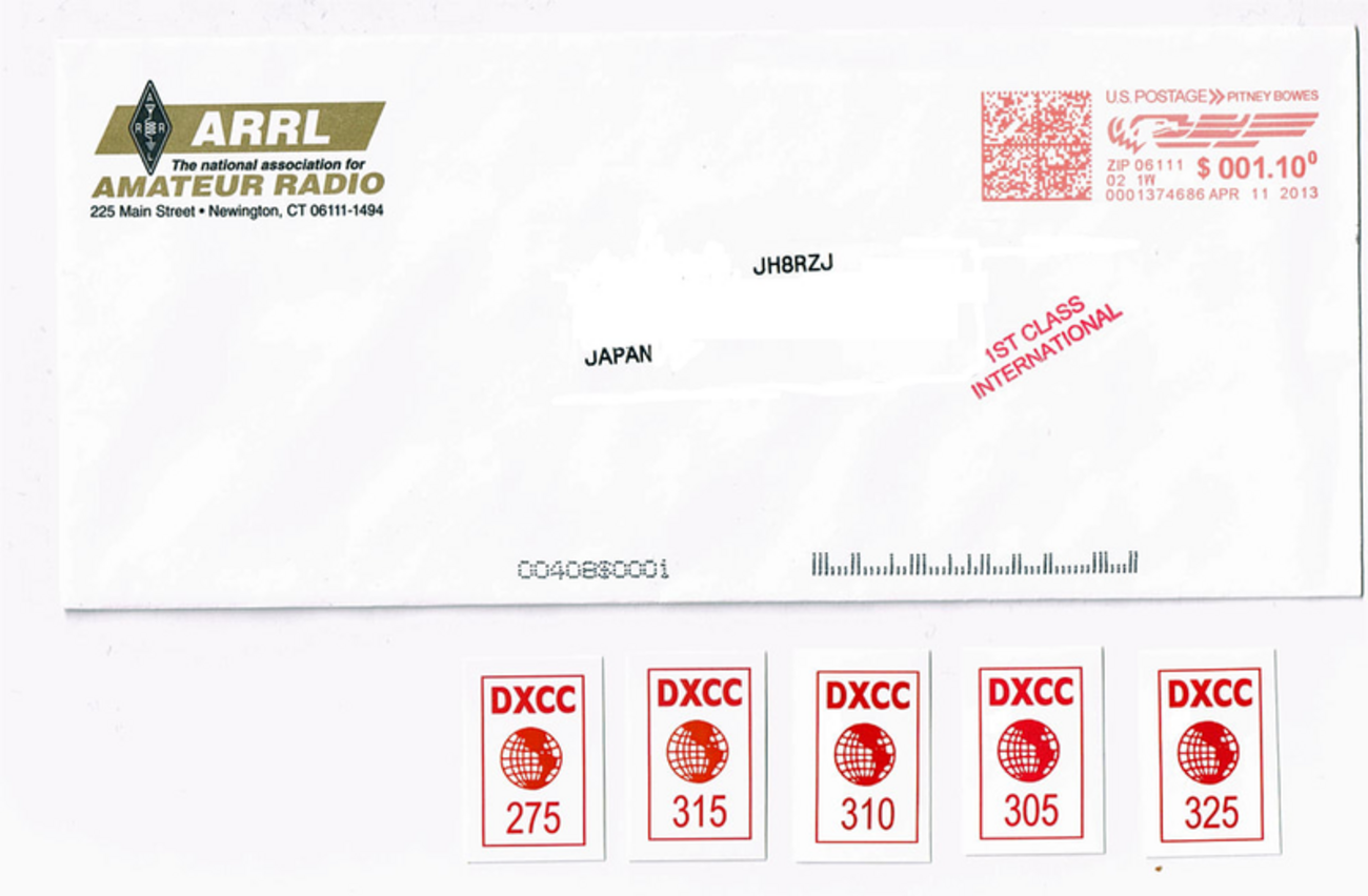 DXCC Award Credit Slip - 無線のムに濁点 JH8RZJ