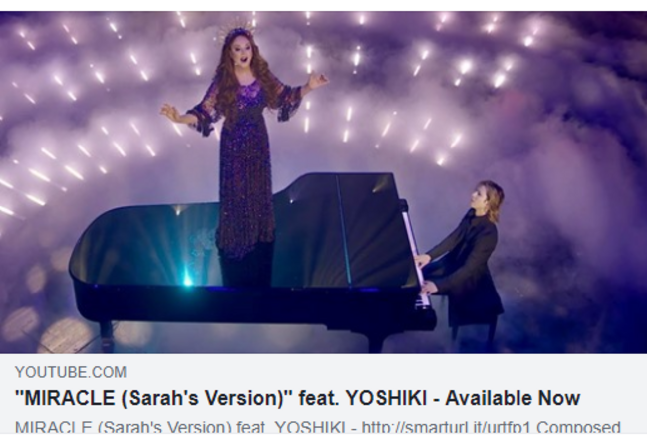 "MIRACLE (Sarah's Version)" feat. YOSHIKI - Available Now 日本語訳ー意外とロックだった・・ - 桜 咲久也の日記