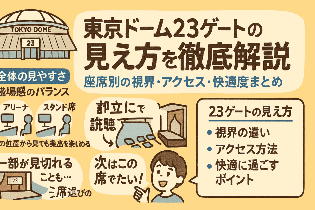 東京ドーム23ゲートの見え方を徹底解説｜座席別の視界・アクセス・快適度まとめ - note’ no naka