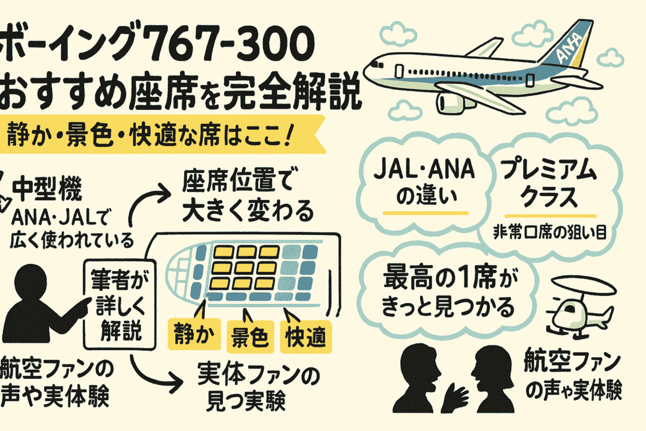 ボーイング767-300おすすめ座席を完全解説｜静か・景色・快適な席はここ！ - note’ no naka