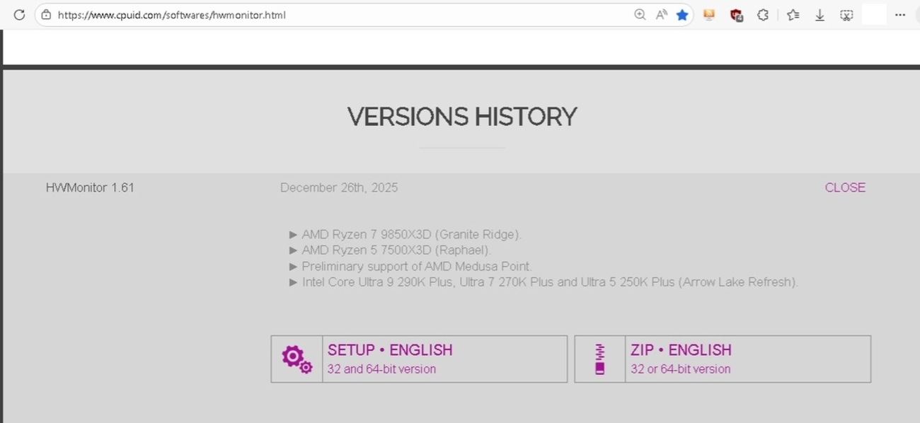 HWMonitor 1.61 がリリースされました。 - 私のPC自作部屋