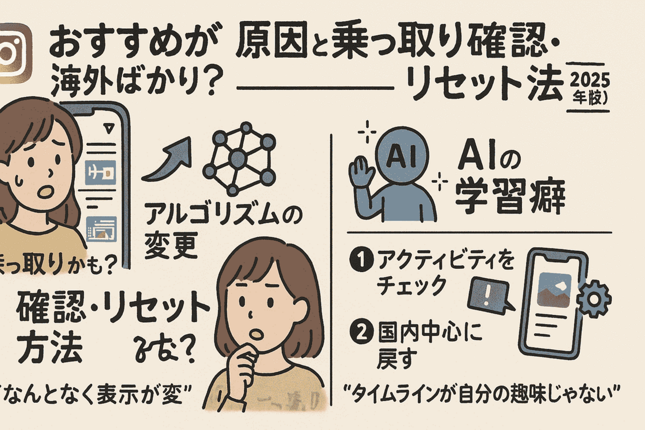 インスタのおすすめが海外ばかりに？原因と乗っ取り確認・リセット法【2025年版】 - note’ no naka