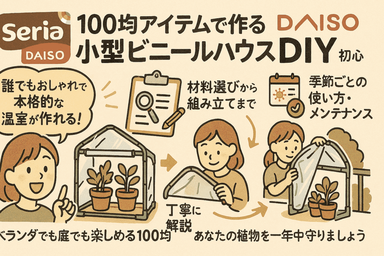 【セリア×ダイソー】100均アイテムで作る小型ビニールハウスDIY｜初心者でも簡単！ - note’ no naka
