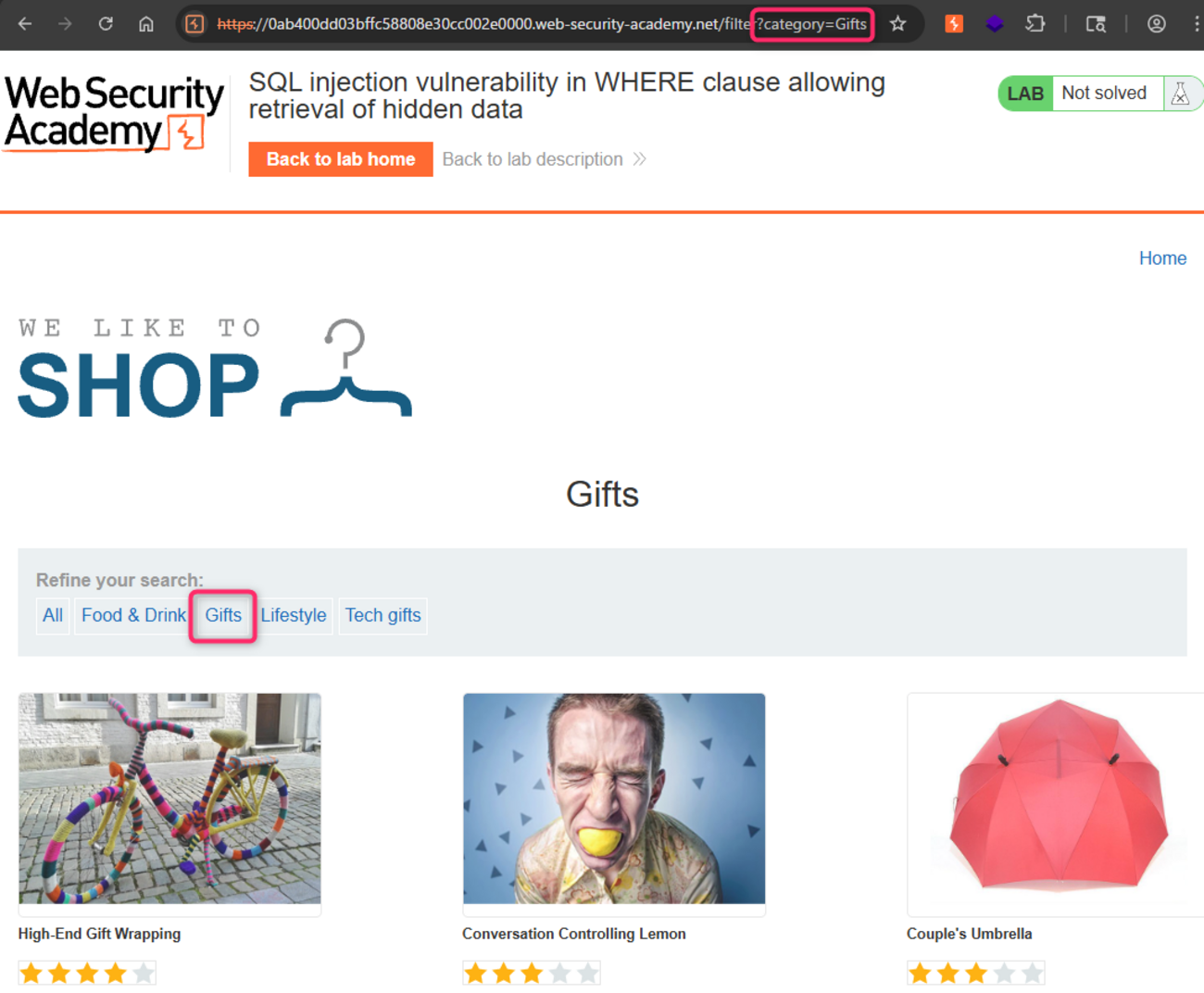 SQL injection 6 / 51 LAB1 - demandosigno