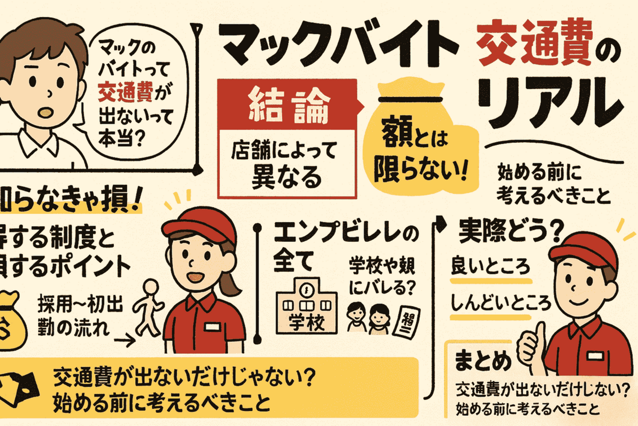 【最新版】マックバイトは交通費が出ないって本当？支給条件・口コミ・知らなきゃ損な制度まで完全解説！ - note’ no naka