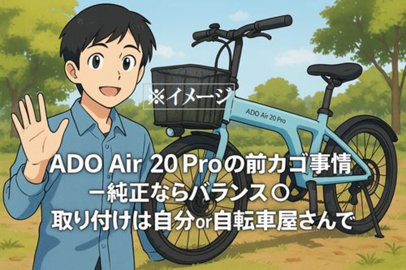 ADO Air 20 Proの前カゴ事情-純正ならバランス 取り付けは自分or自転車屋さんで - サドるペダる