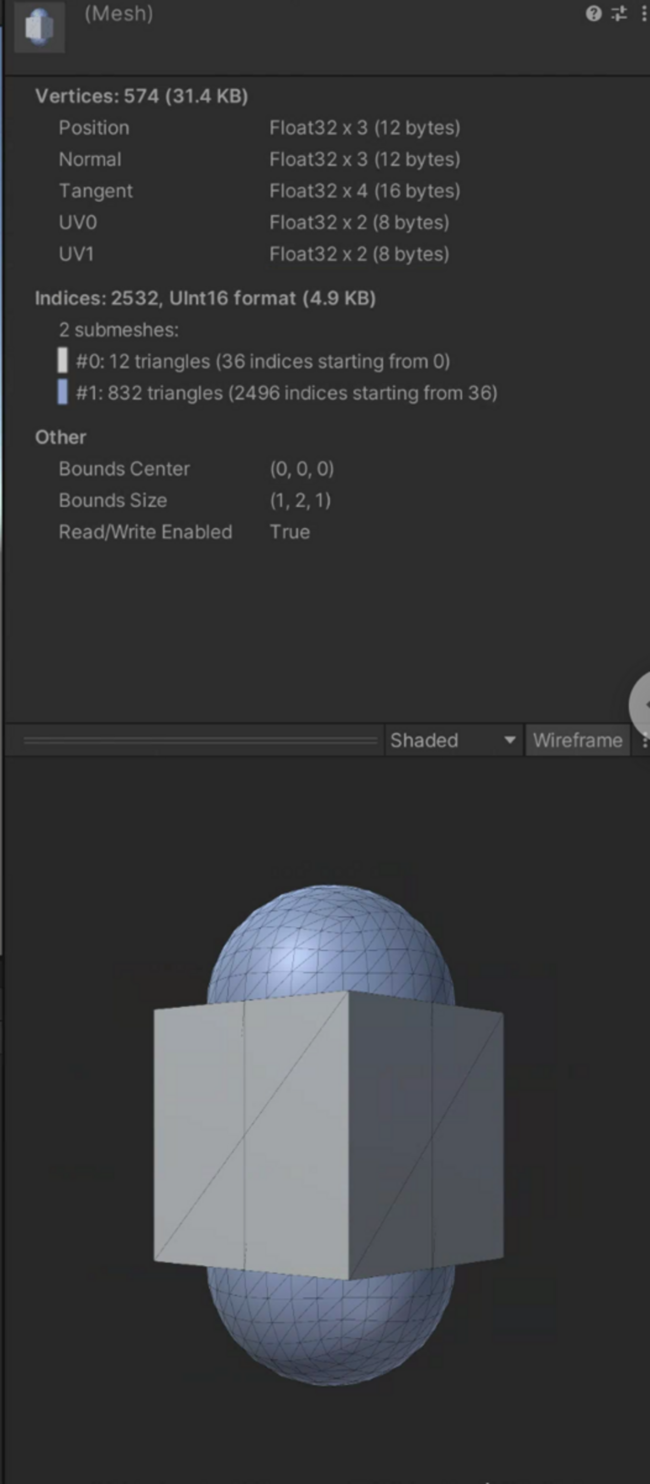 Unityで2つのメッシュオブジェクトを一つの新たなメッシュに統合する - 夜風のMixedReality