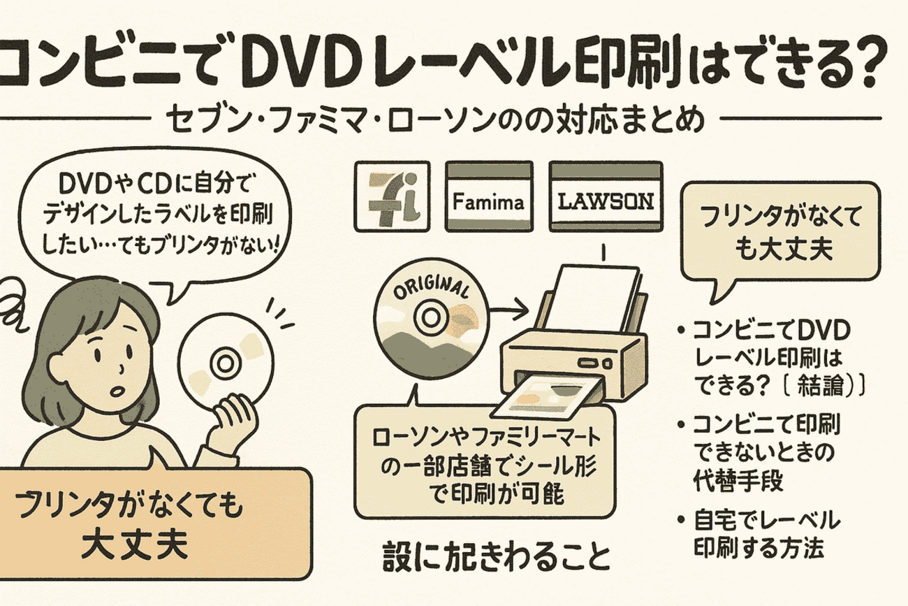 コンビニでDVDレーベル印刷はできる？セブン・ファミマ・ローソンの対応まとめ - note’ no naka