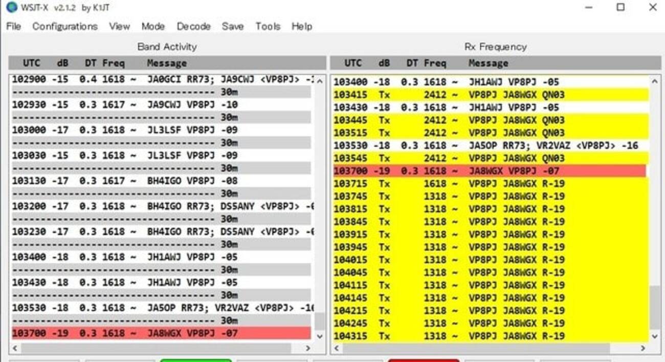 VP8PJ FT-8で残念！ - JA8WGX無線日誌